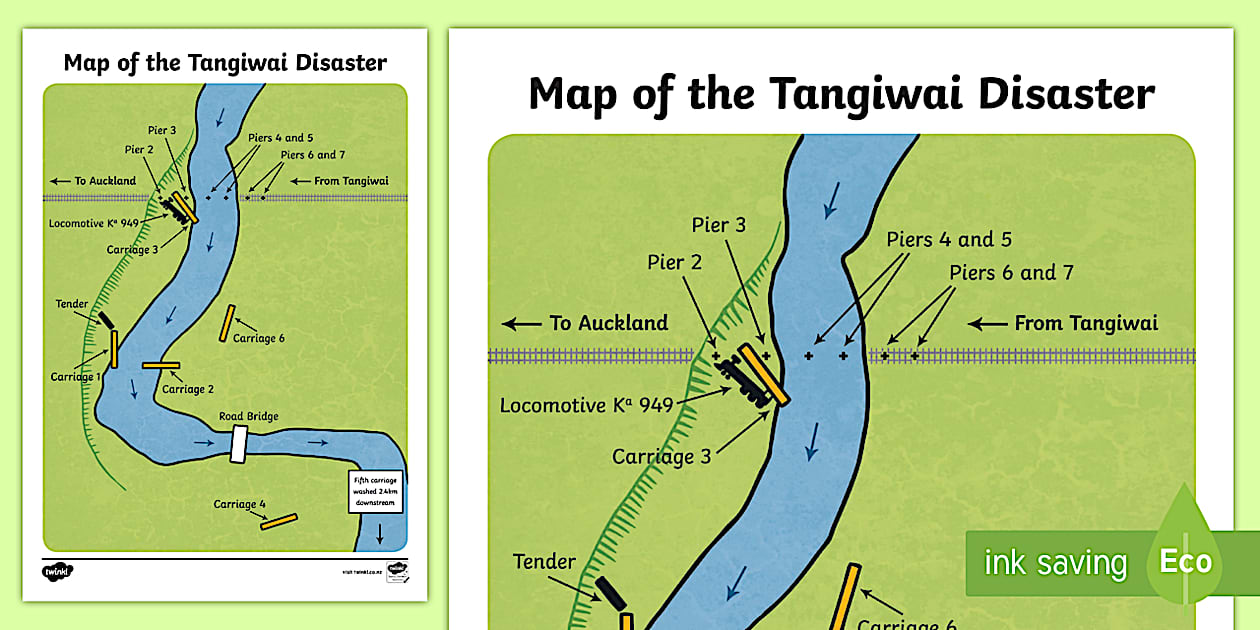 Tangiwai Disaster Visual Map - Years 5-6 - Twink NZ - Twinkl