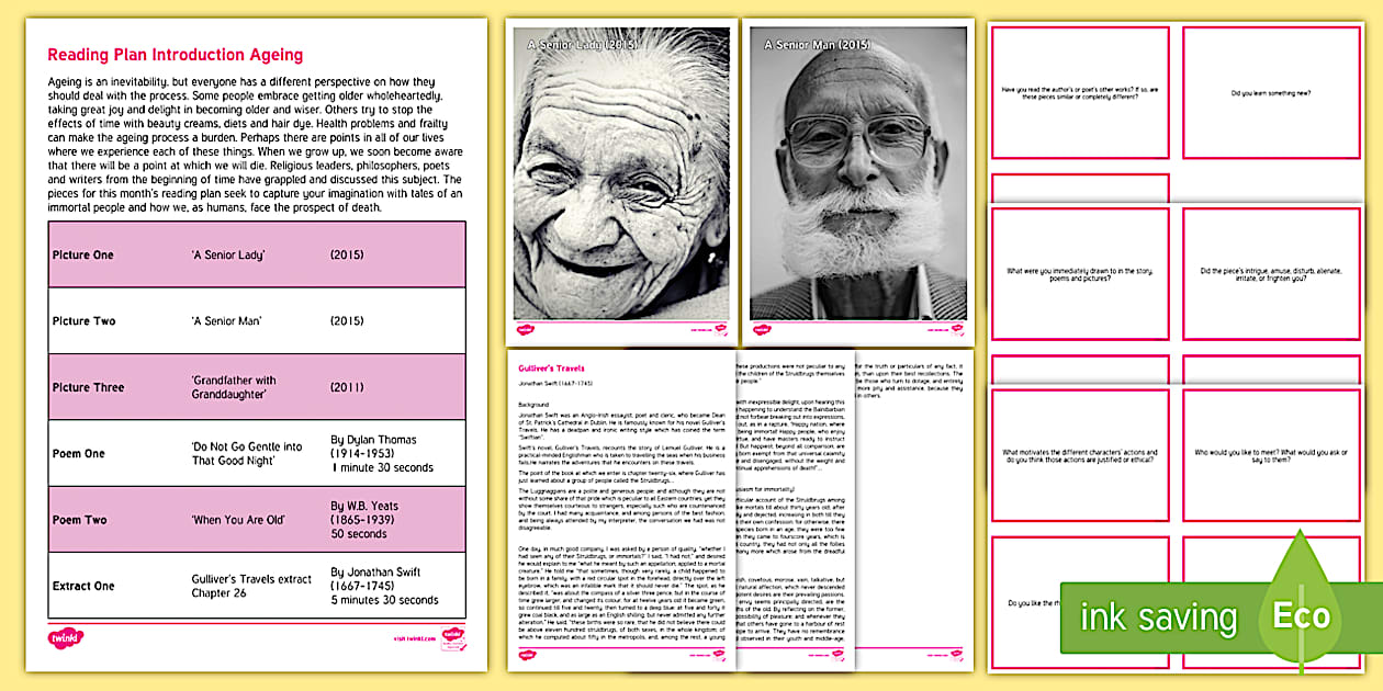 Elderly Care - Reading Plan Resource Pack (teacher made)