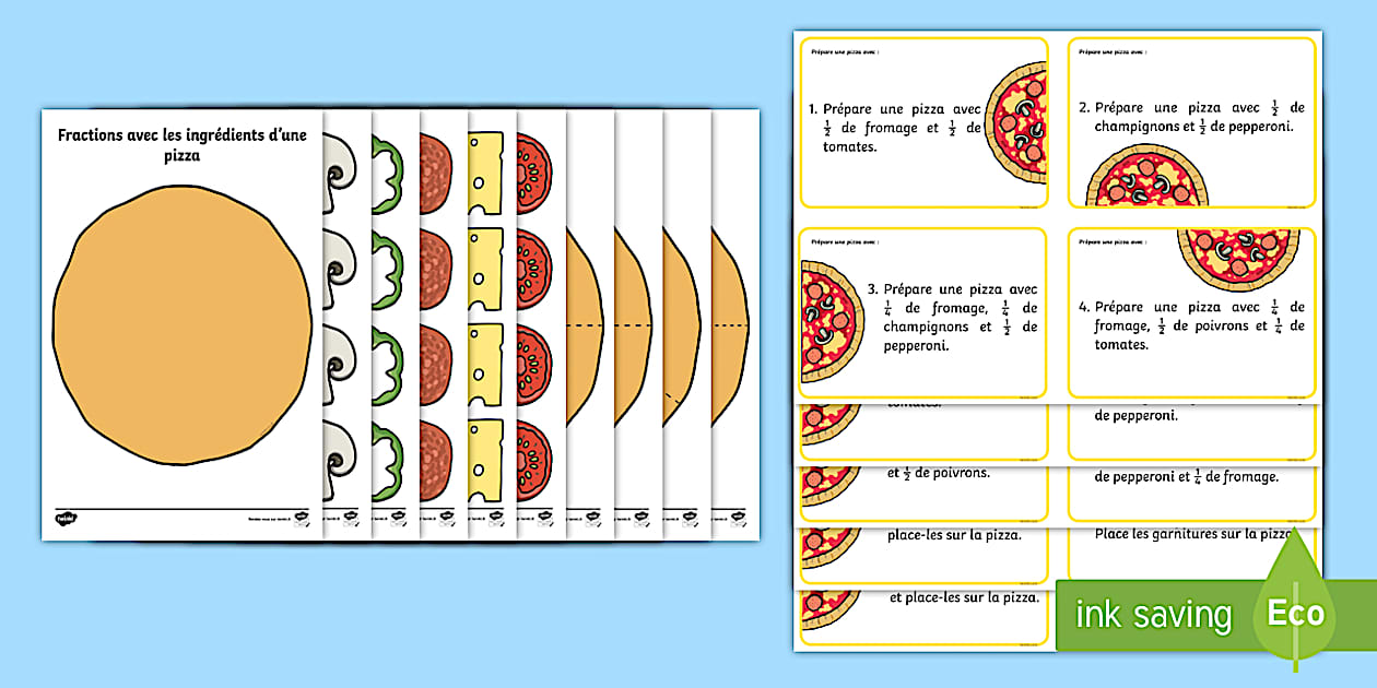 Feuille d'activités : Fractions avec les ingrédients d'une pizza