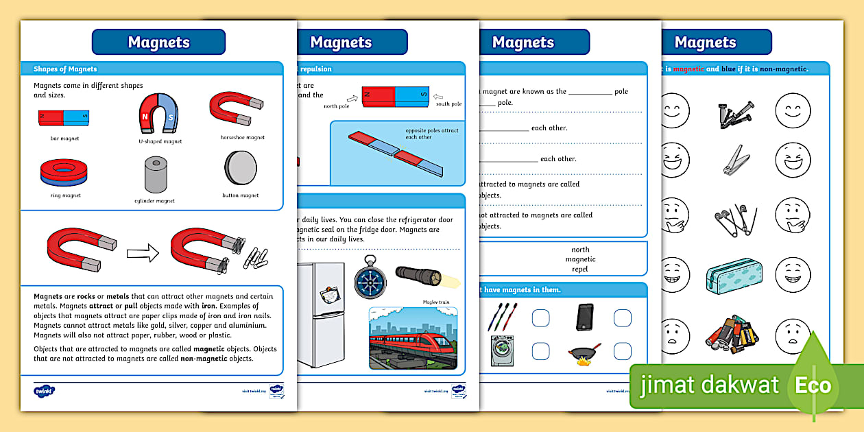 Magnets Revision Notes and Worksheet - Twinkl