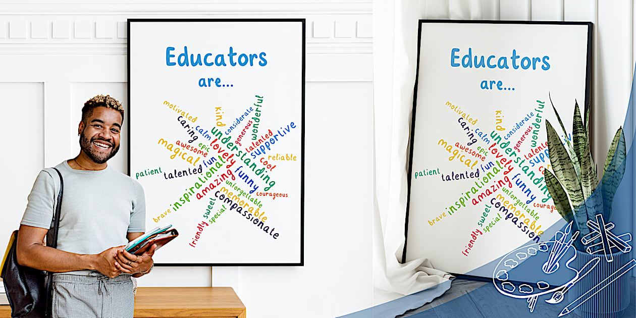 Educators Word Cloud Star Shape Inspirational Poster