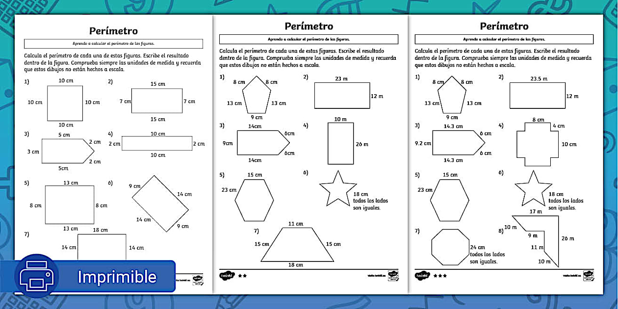 Ejercicios de perímetros (teacher made) - Twinkl