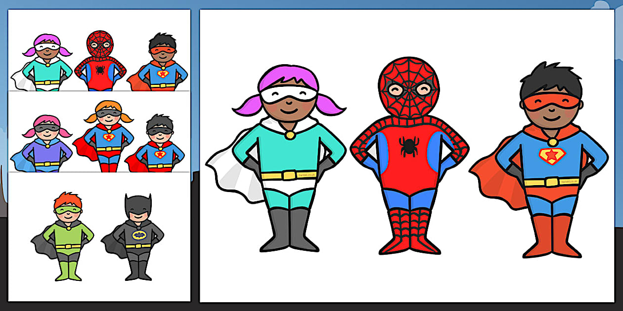 Cute Superhero Character Cut Outs - ESL Topics Resources