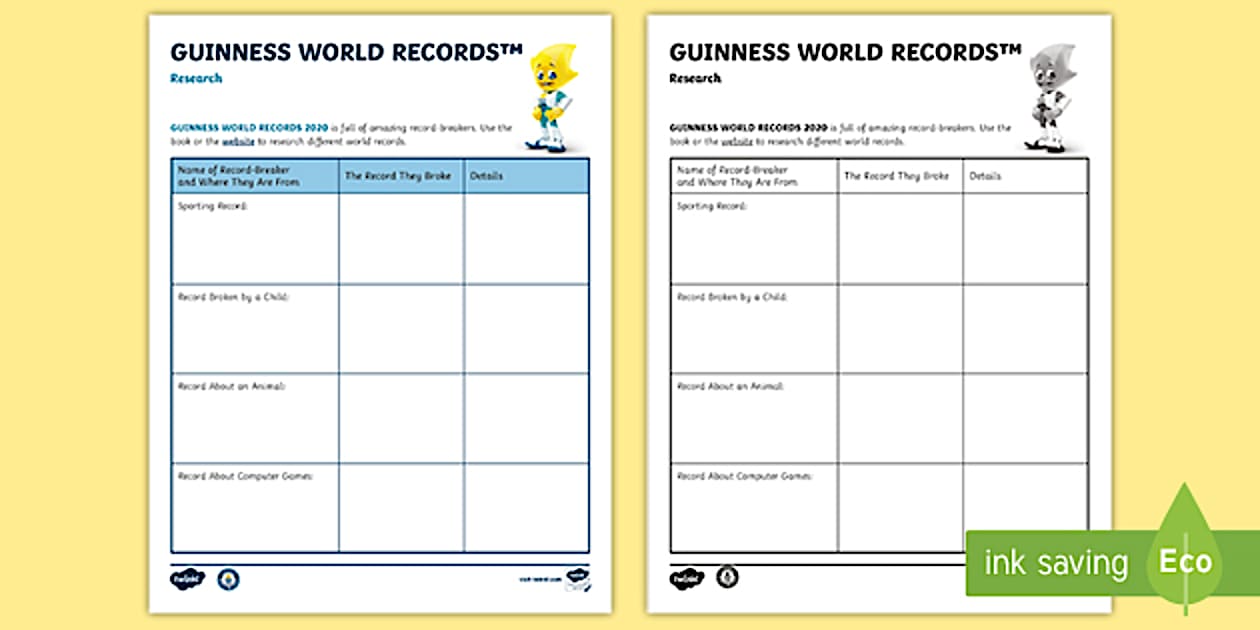 FREE! - Guinness World Records Research Grid (teacher made)