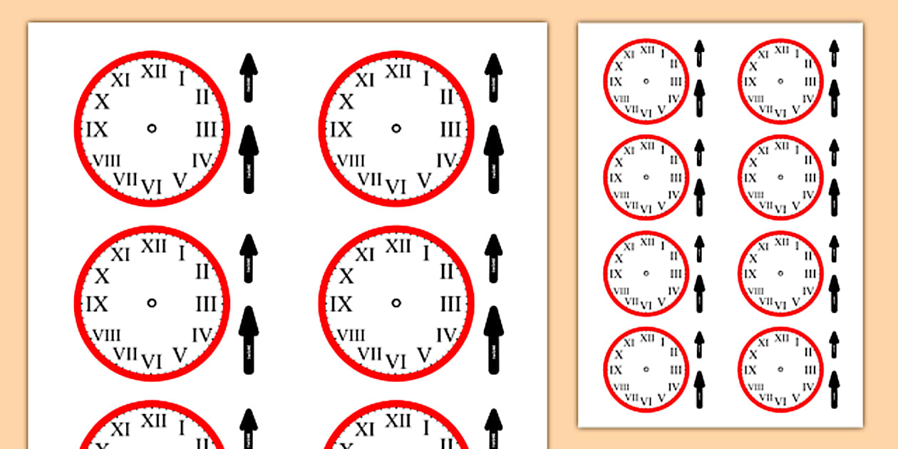 Roman Numerals Clocks Cut Outs - Twinkl