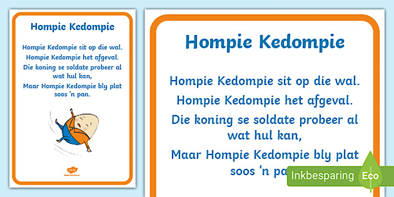 Hompie Kedompie Rympie Plakkaat (teacher made) - Twinkl