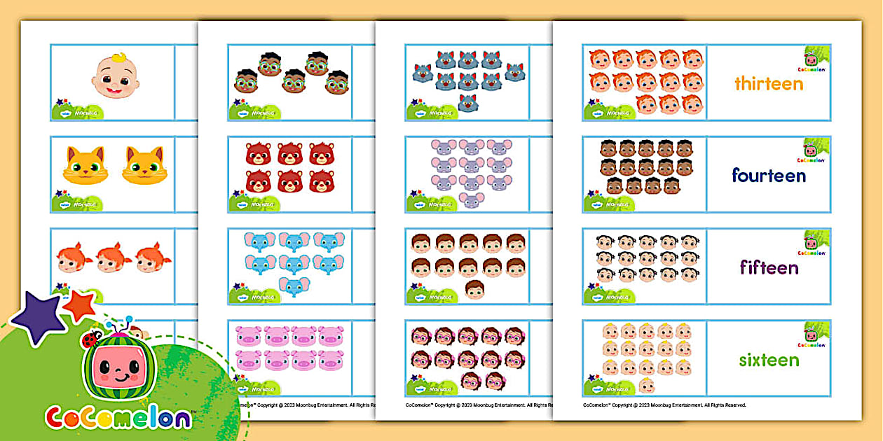 FREE! - CoComelon: Numbers 1-20 Word and Picture Matching Cards