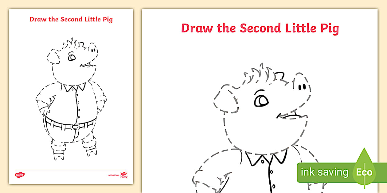 Draw the Second Little Pig Pencil Control Activity | Twinkl