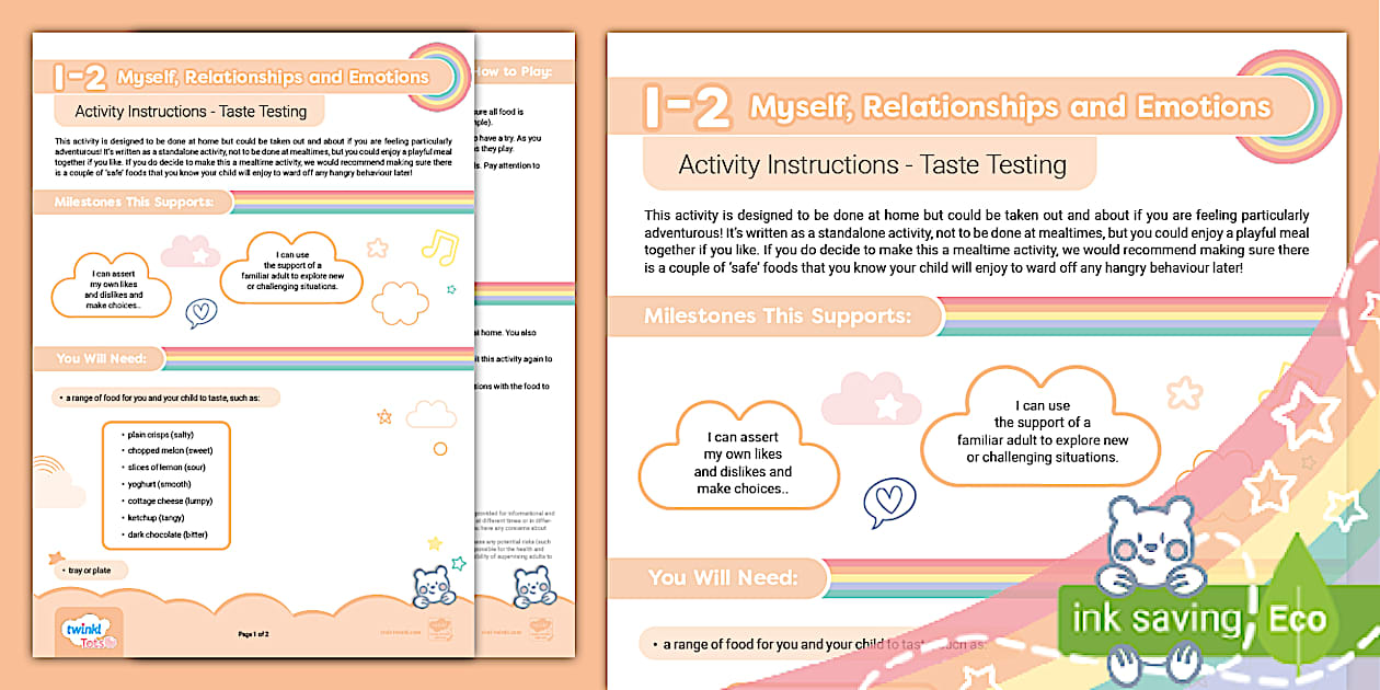 Age 1-2 Myself, Relationships and Emotions - Taste Testing
