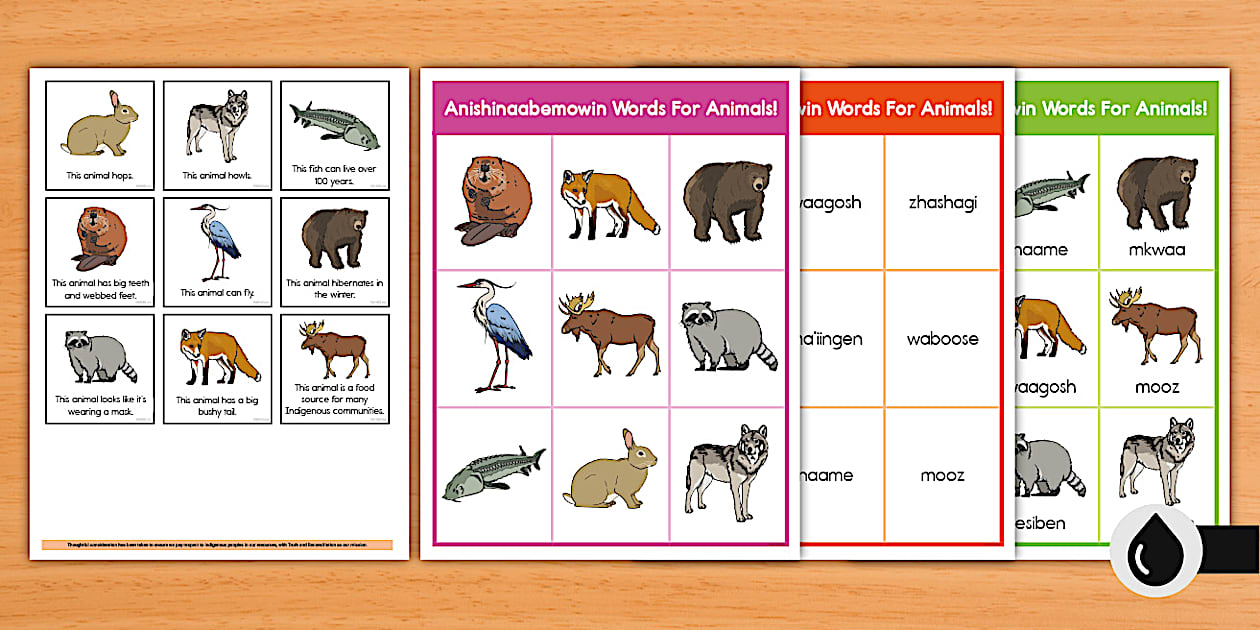 FREE! - Anishinaabemowin Animals Bingo! (Teacher-Made)