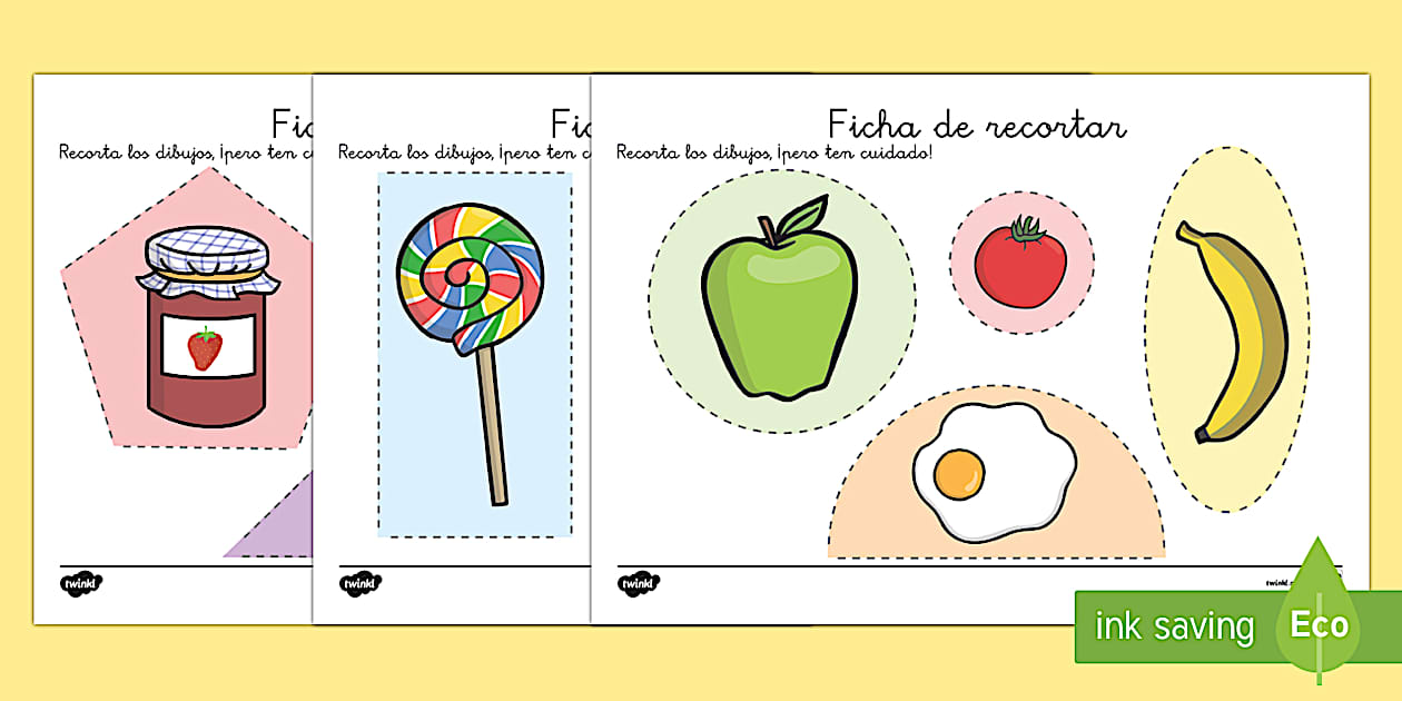 La comida Ficha de motricidad fina..recortar (teacher made)