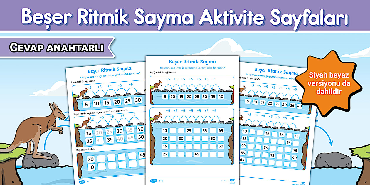 Beşer Ritmik Sayma Aktivite Sayfaları-Twinkl