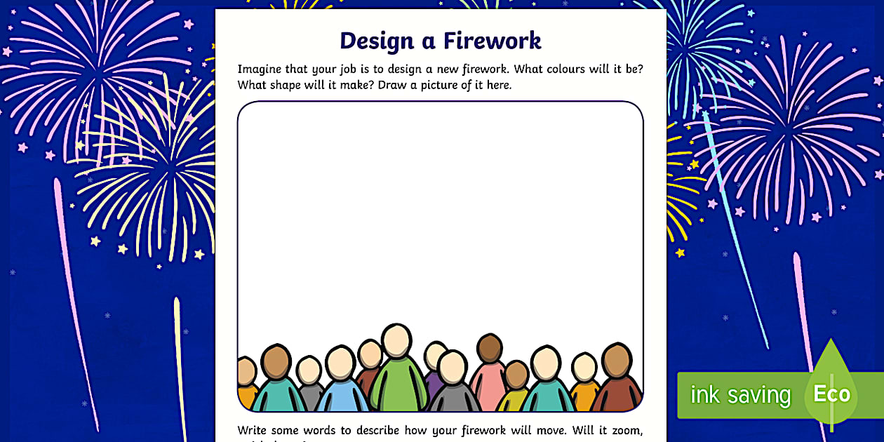 Guy Fawkes Firework Design Worksheet (teacher made) - Twinkl