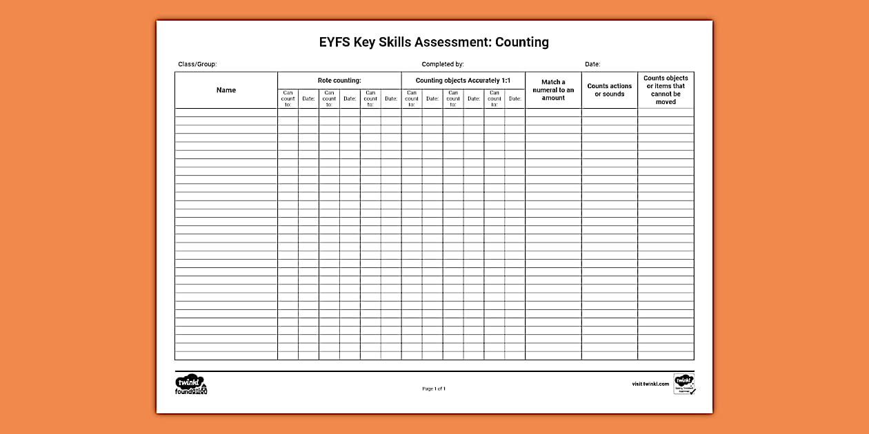 EYFS Key Skills Assessment Counting | Twinkl (teacher made)