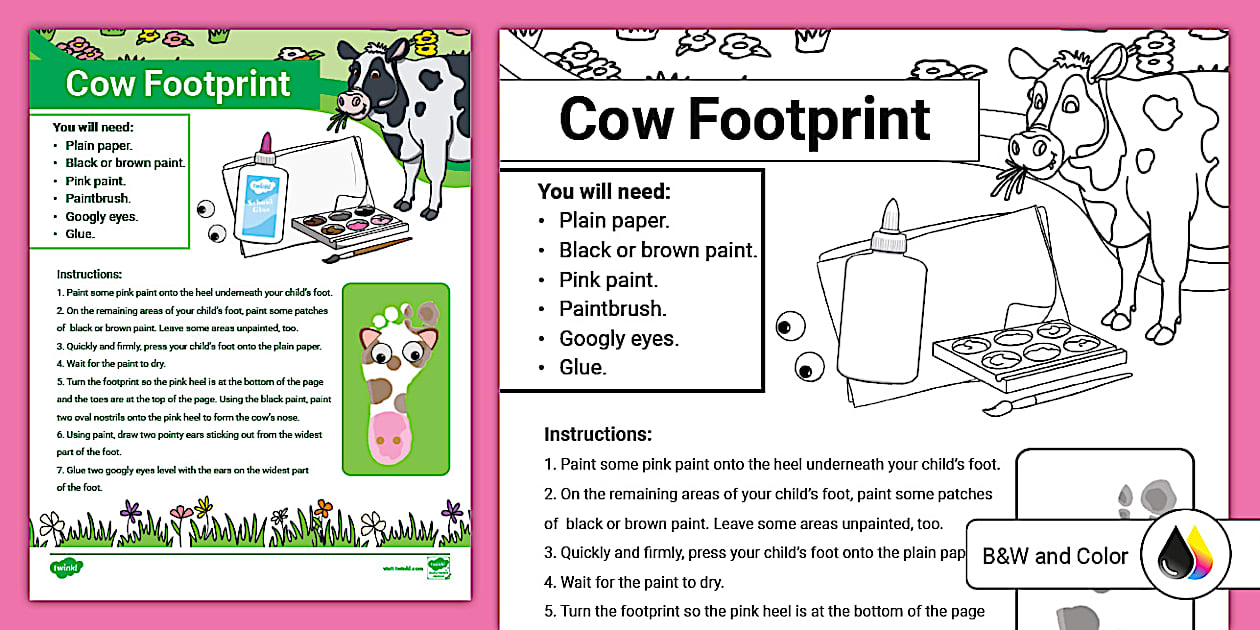 Cow Footprint Worksheet (profesor hizo) - Twinkl