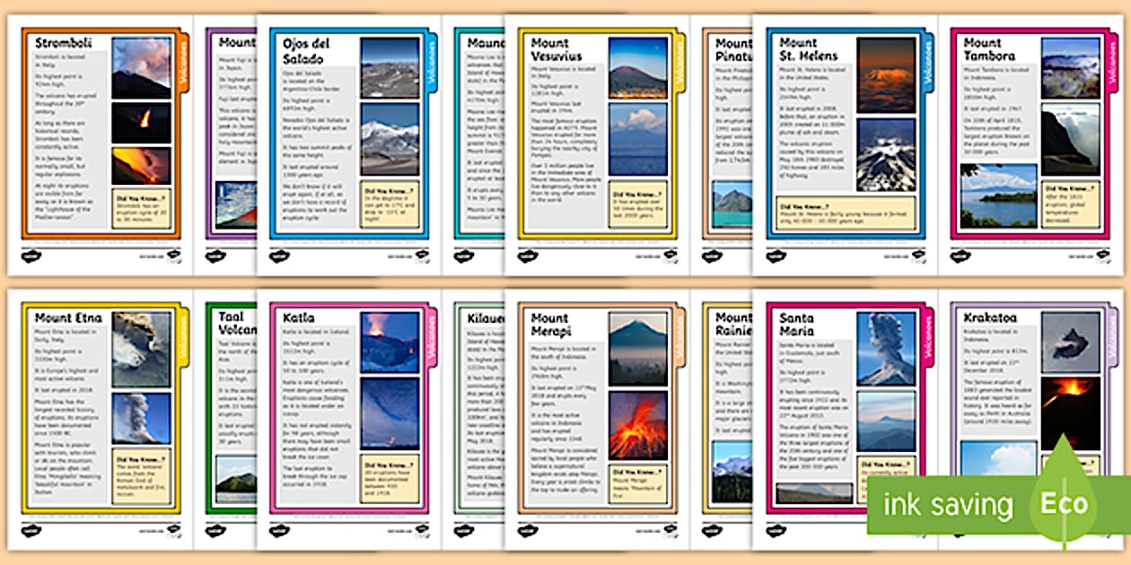 Volcano Facts KS2 Information Sheets | Teacher Resources
