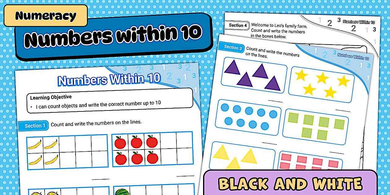 Singapore Numeracy – Numbers Within 10 Worksheets for Early Math Learning