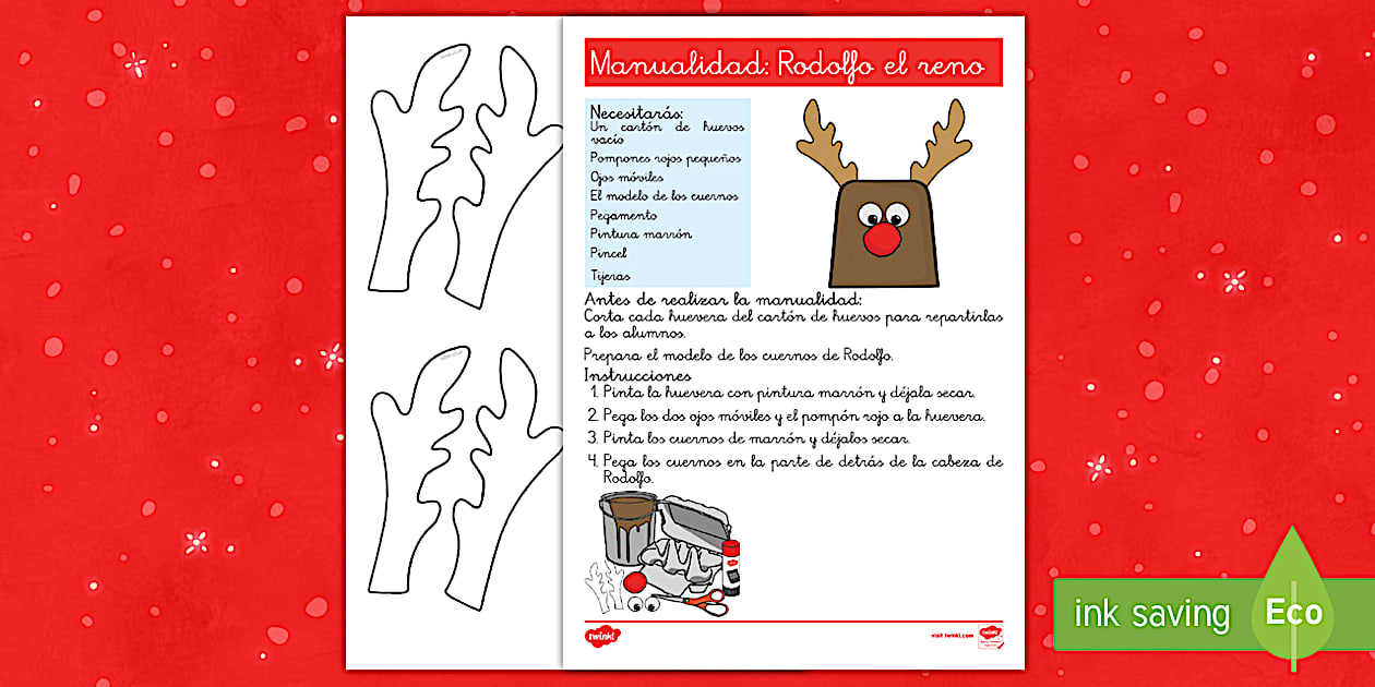 Manualidad: Rodolfo el reno (teacher made) - Twinkl