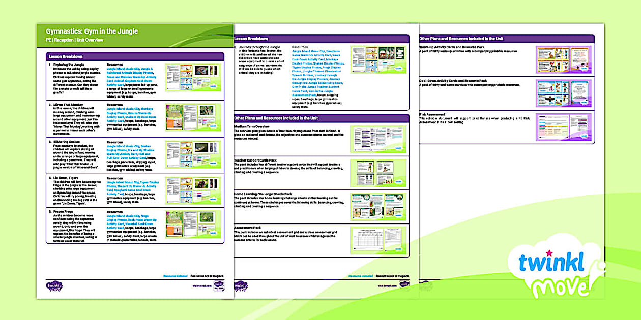 FREE! - 👉 Reception Gymnastics Planning I Gym in the Jungle I Move PE