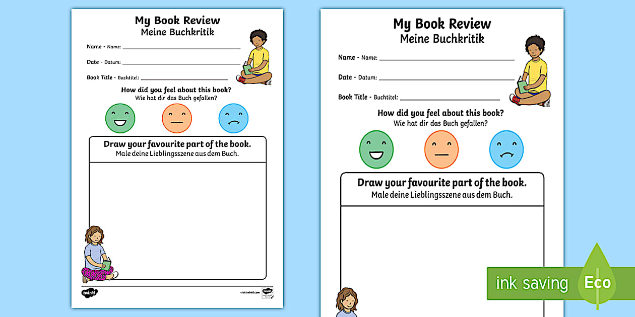 My Book Review Writing Worksheet / Worksheet English/German