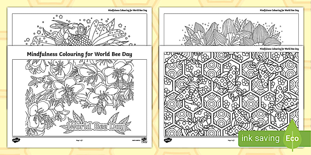 Mindfulness Colouring for World Bee Day (teacher made)