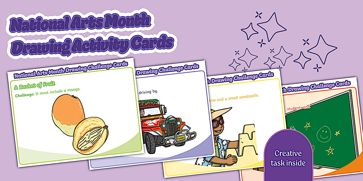 National Arts Month Drawing Activity Cards | Twinkl