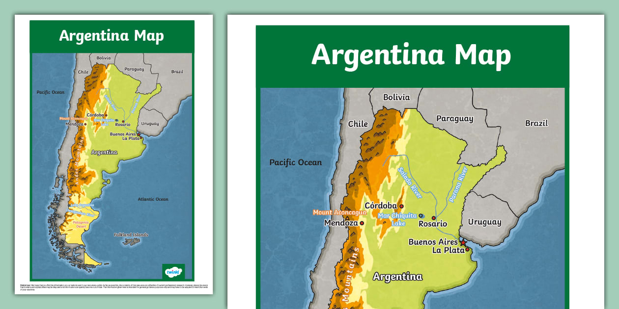 KS2 Argentina Display Map - Twinkl - Geography - Twinkl
