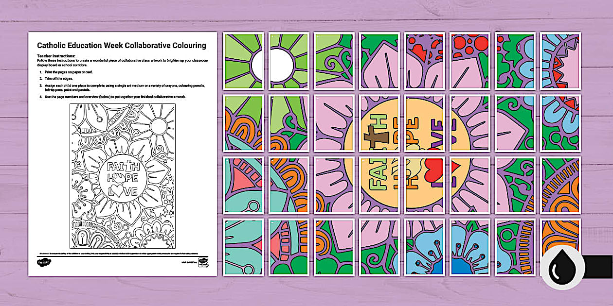 Faith Love Hope Collaborative Colouring (teacher made)
