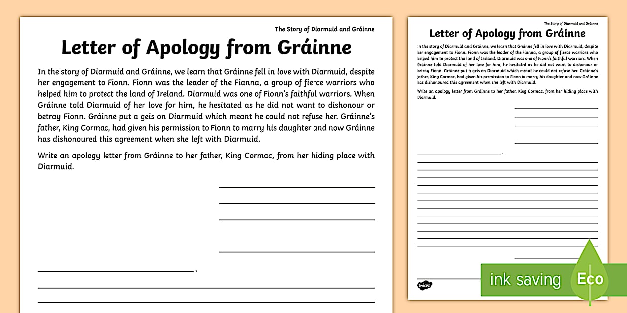 The Story of Diarmuid and Gráinne - Letter of Apology from Gráinne ...