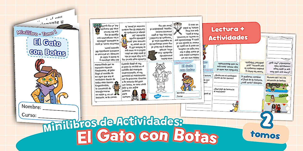 Minilibro | El Gato con Botas | Cuento | Lectura |1° |2°
