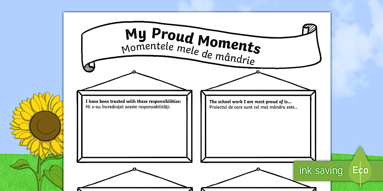 My Proud Moments Writing Template English/Romanian - My Proud Moments ...
