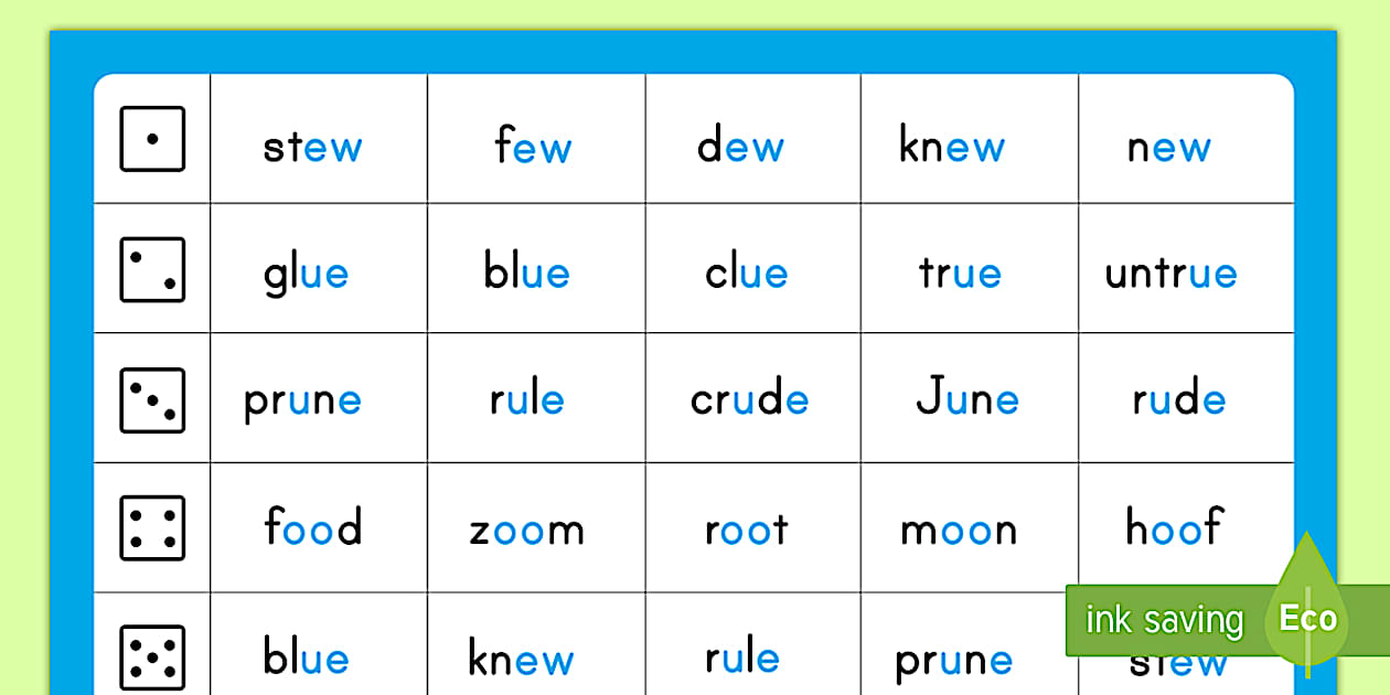 Long 'u' Words Roll and Read | Twinkl Phonics Resources