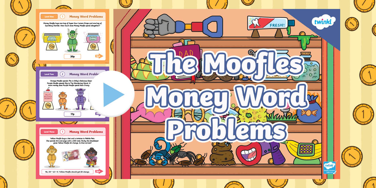 👉 Year 2 The Moofles Money Word Problems Maths PowerPoint