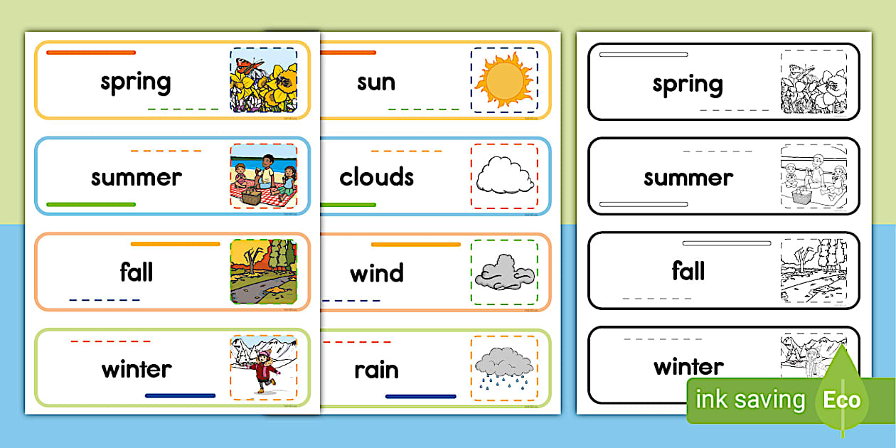 The Four Seasons in Canada Primary Word Cards (teacher made)