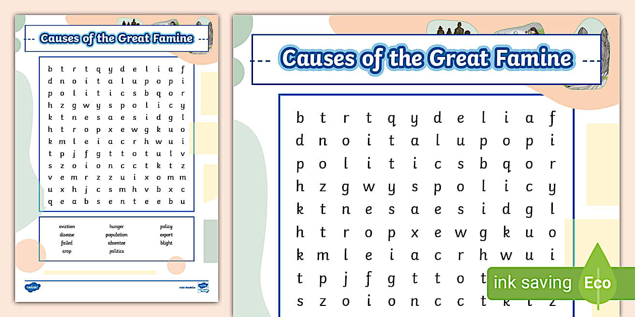 Causes of the Great Famine (Word Search) (Teacher-Made)