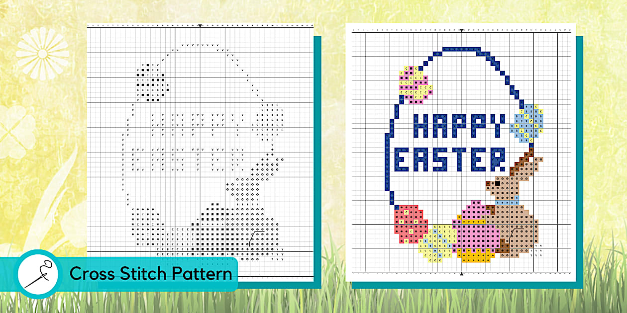 Easter Bunny Happy Easter Cross Stitch Patterns - Twinkl
