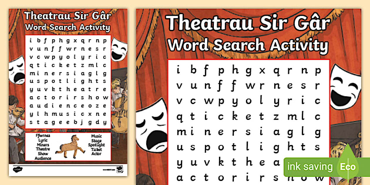 Theatrau Sir Gar Word Search Activity - Primary Resources