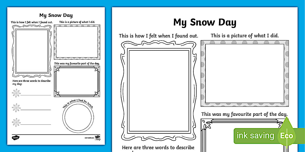 Snow Day Write Up Sheet (professor feito) - Twinkl