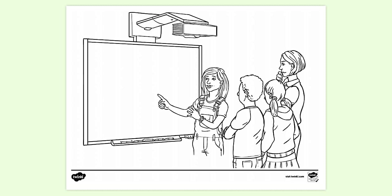 Child Presenting to Group Colouring Sheet | Colouring Sheets