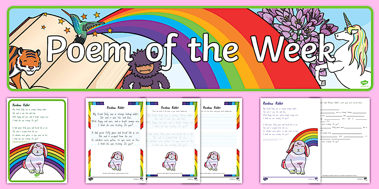 New Zealand Rainbow Rabbit Poem Rainbow Poetry Resource Pack