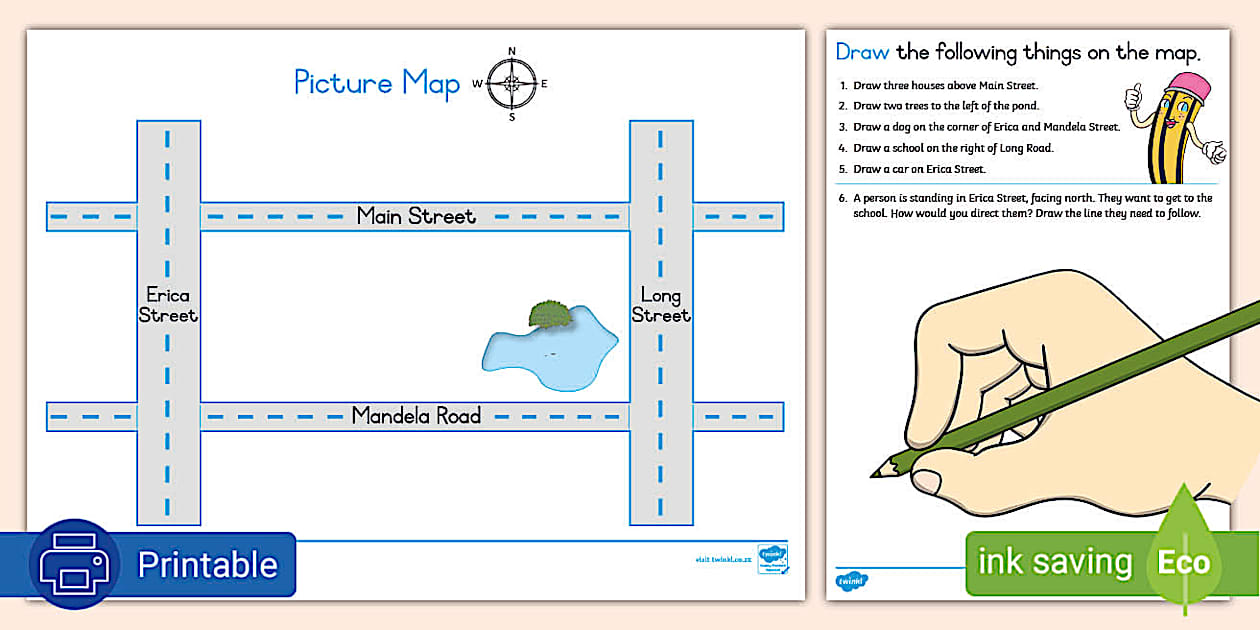 Grade 1 Life Skills - Worksheet: Picture Map(CAPS Aligned)