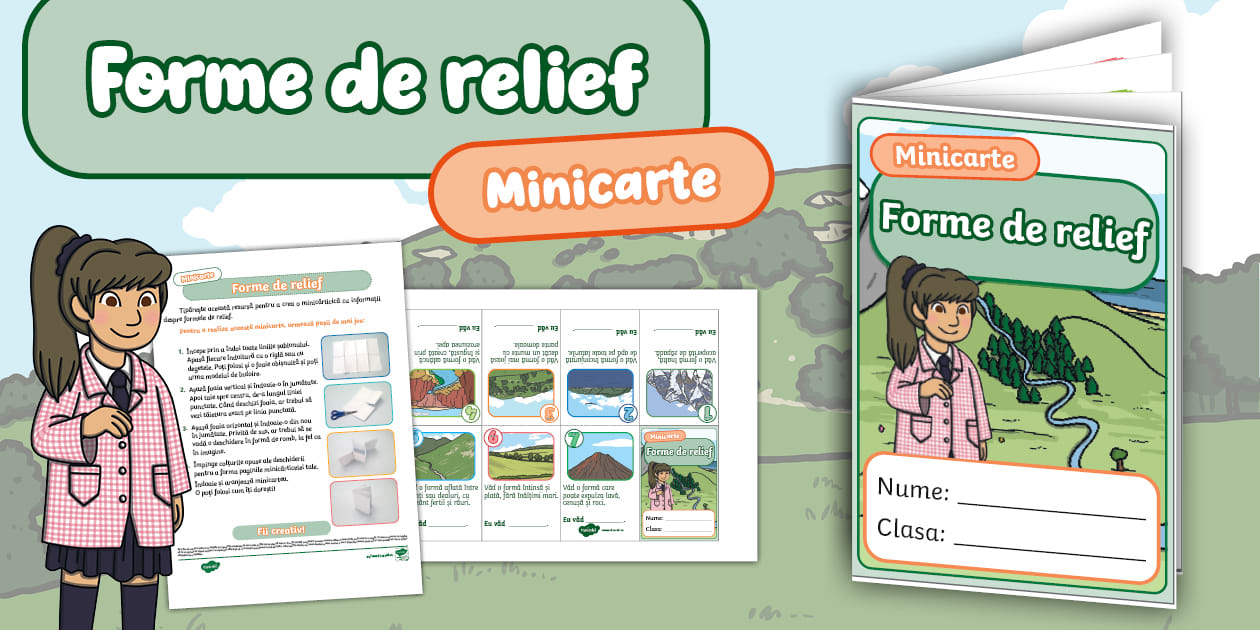 Forme de relief, minicarte, geografie clasa 4