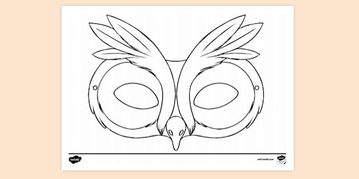 Owl Eye Mask Colouring Sheet | Colouring Pages - Twinkl