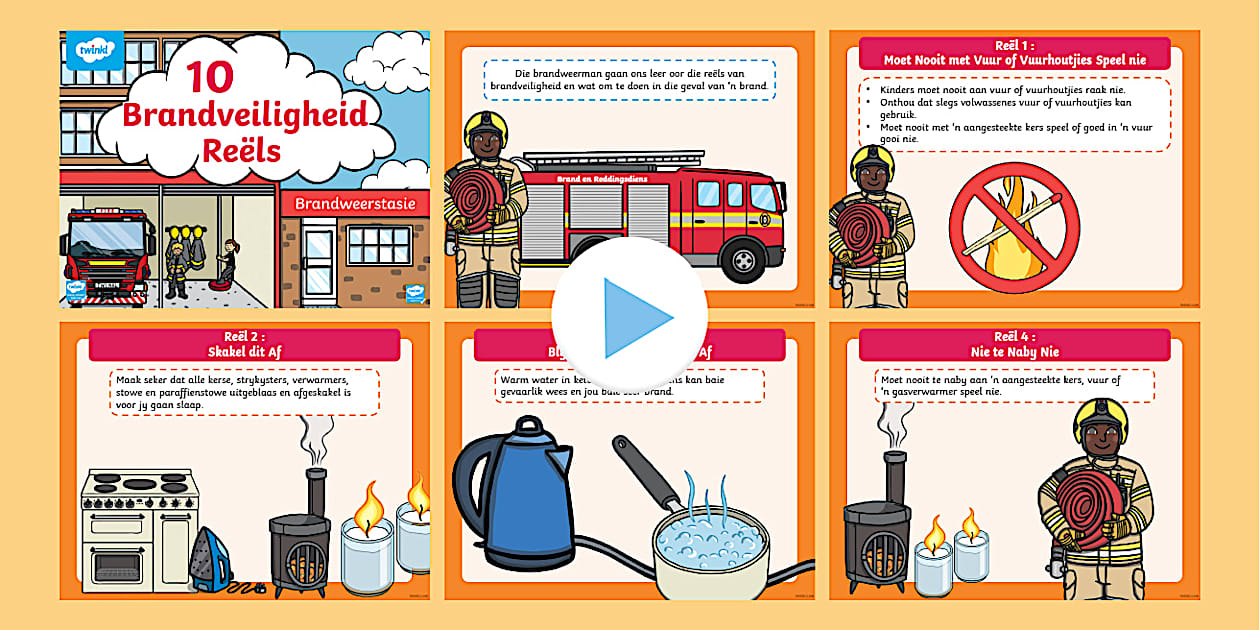 10 Brandveiligheid Reëls PowerPoint (teacher made) - Twinkl