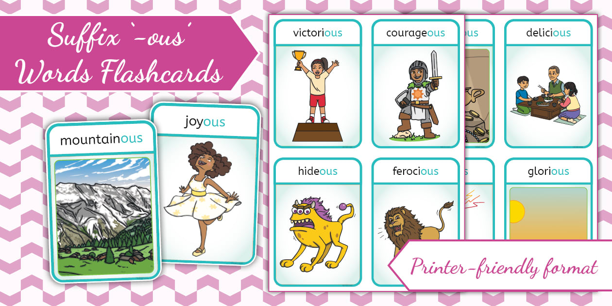 * NEW * Suffix '-ous' Words Flashcards
