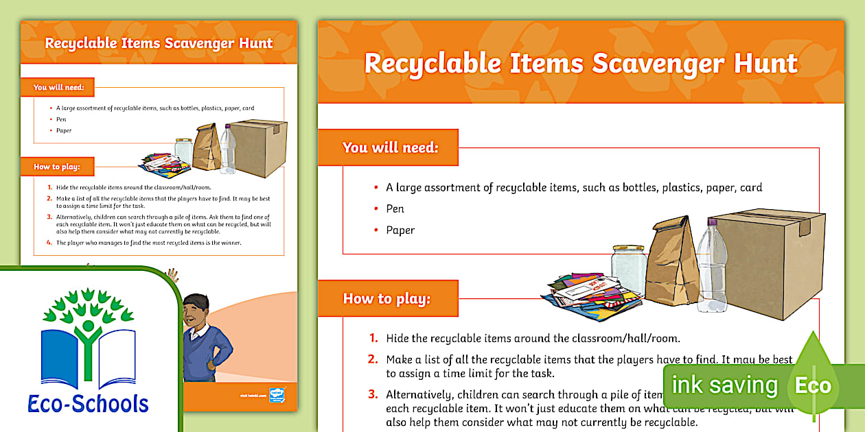 FREE! - Eco-Schools NI: Recyclable Items Scavenger Hunt