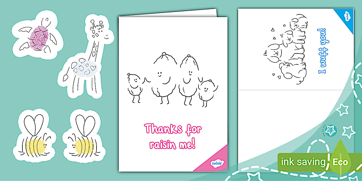 Mother's and Others' Day Fingerprint Doodle Card Templates