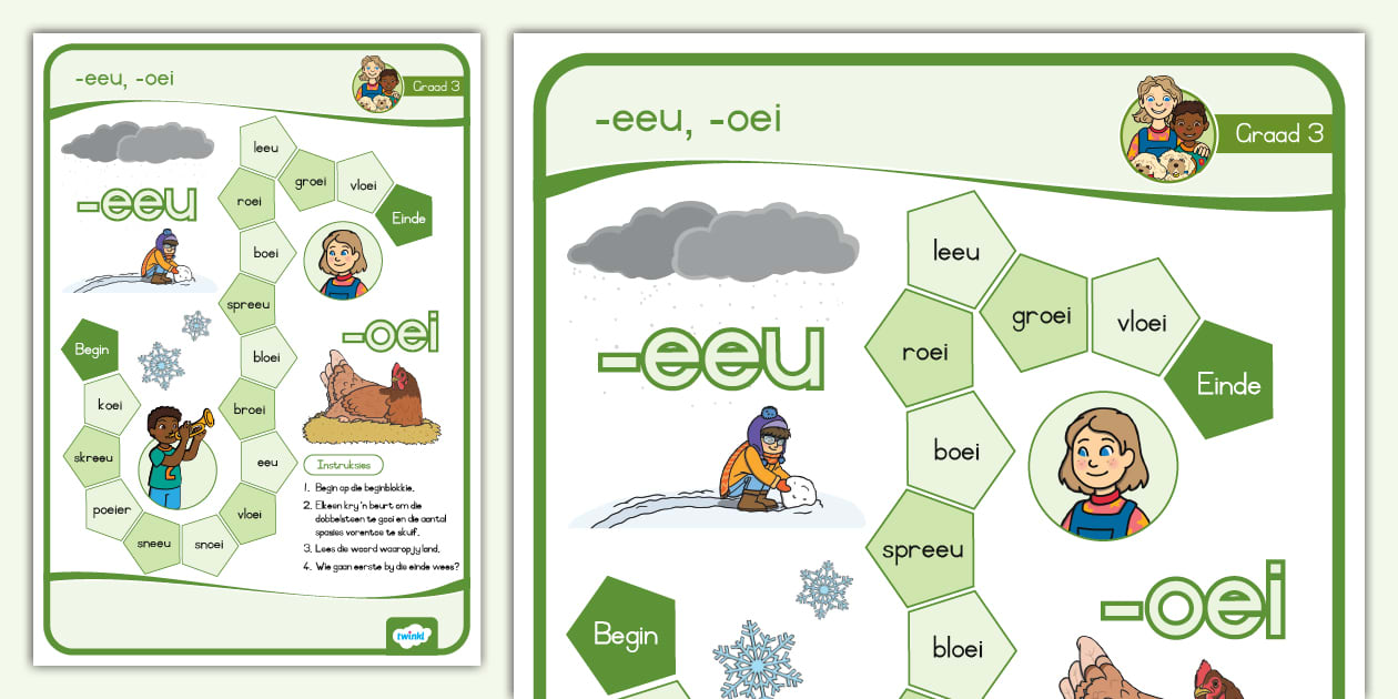 Graad 3 Klanke Drukbare Speletjie eeu oei (Teacher-Made)