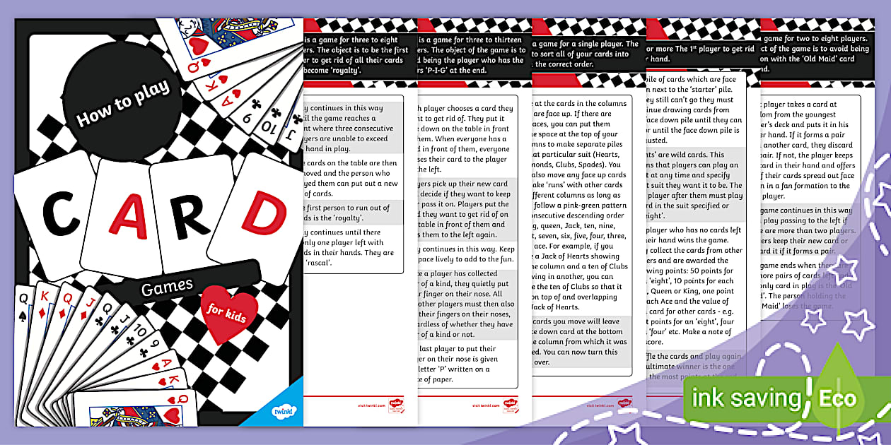 Assorted Card Game Instructions Booklet - Twinkl