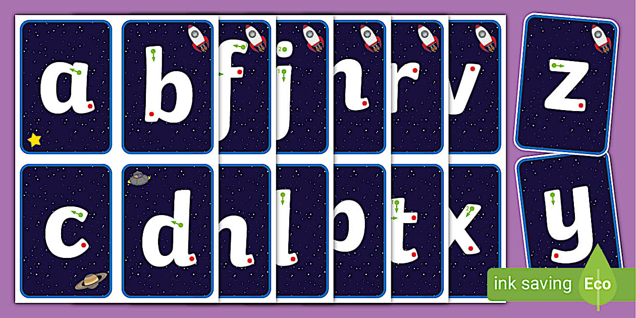 Space-Themed Letter Formation Cards Twinkl (teacher made)